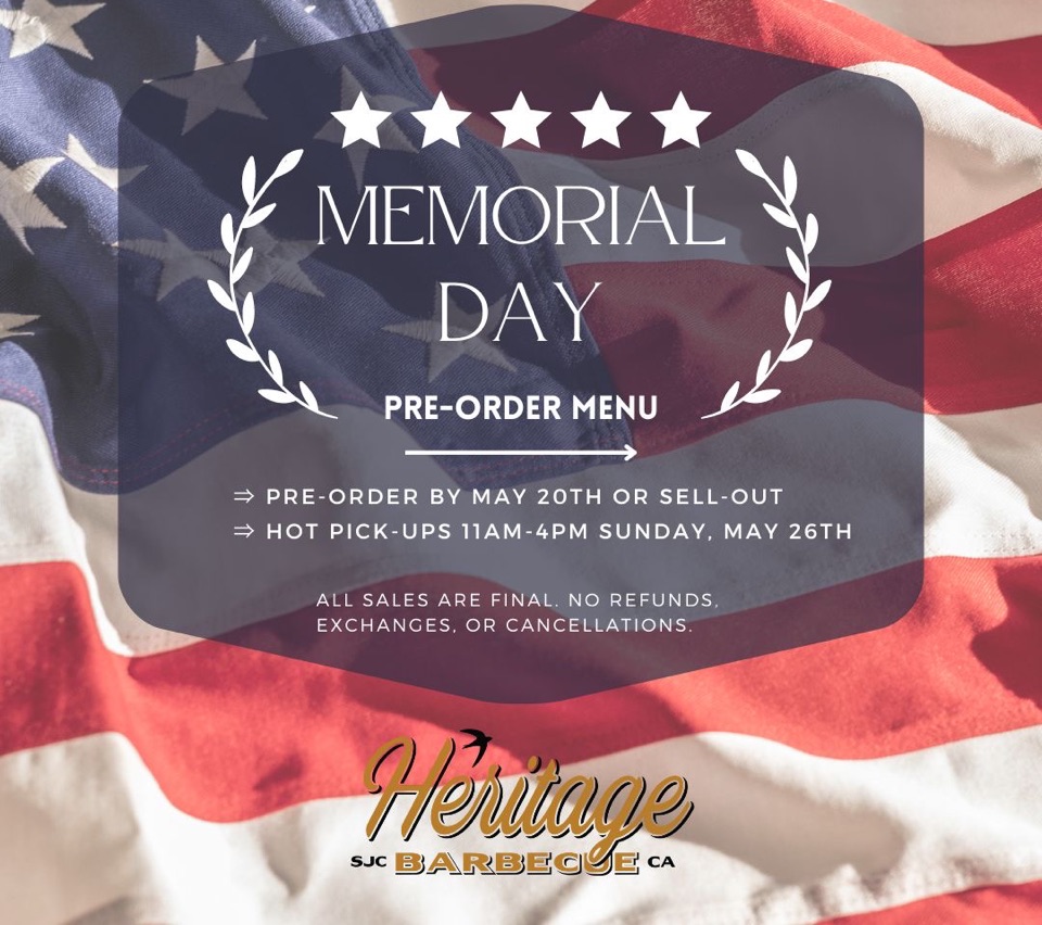 Memorial Day Pre-Order - Sunday May 26th